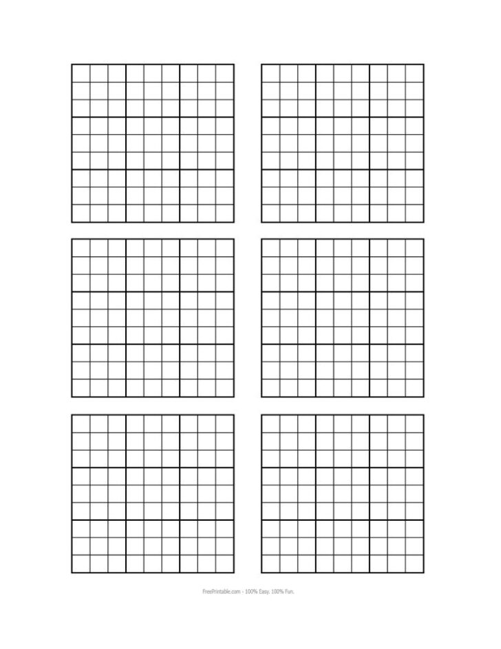 Free Printable Blank Sudoku Grids Sudoku Printable Grid Paper Sudoku 