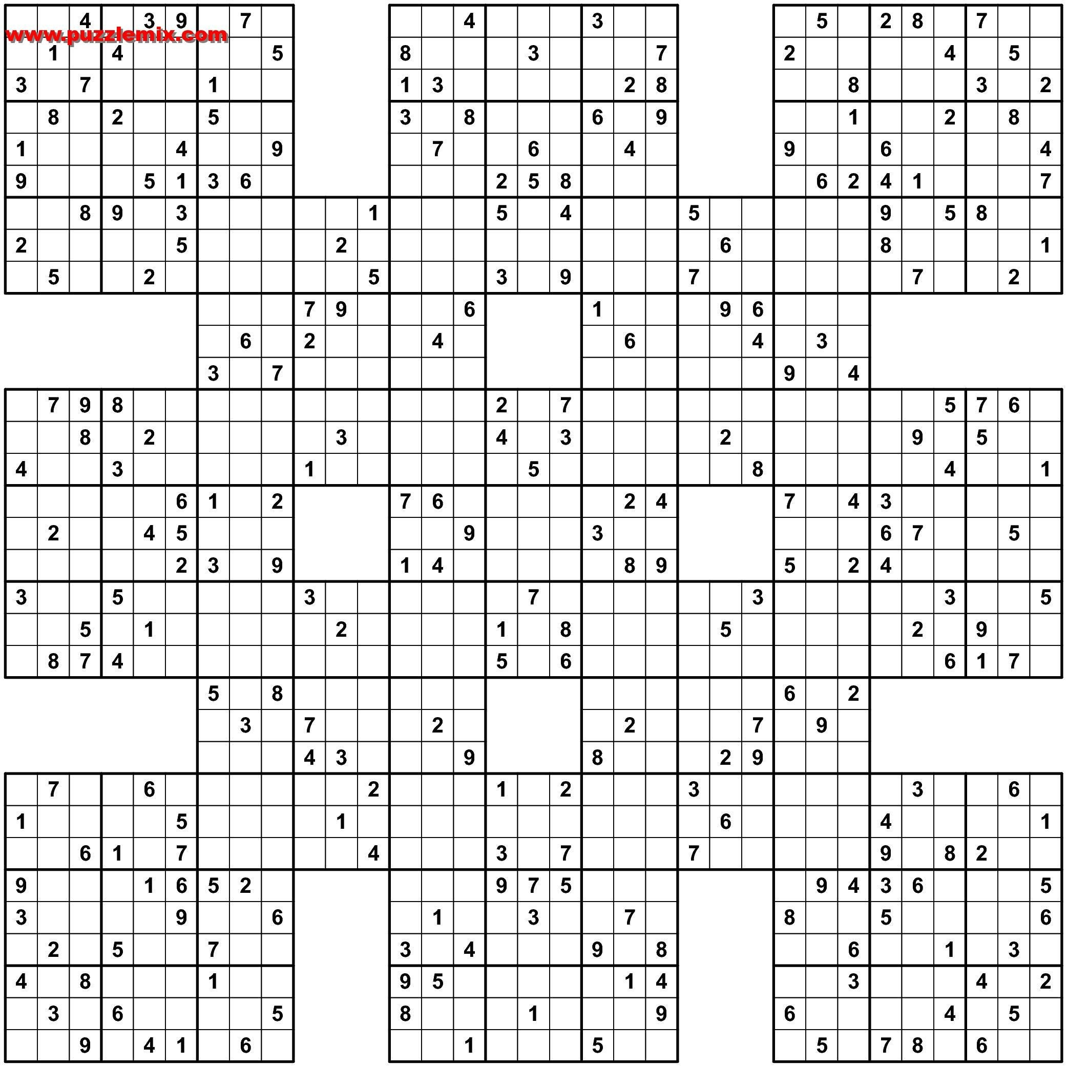 Printable Sudoku Samurai Give These Puzzles A Try And You ll Be