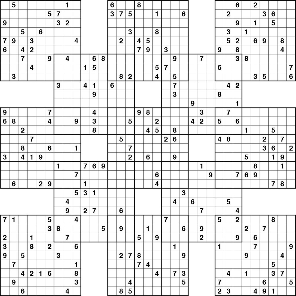 Printable Sudoku 5 Grid Sudoku Printable Sudoku Printables